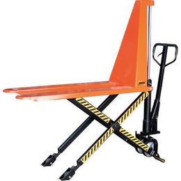 Scherenhubwagen SHW Premium, manueller Hubantrieb, Tragkraft bis 1000 kg, Lenkr&auml;der und Lastrollen, L 1650 x B 570 x H 1200 mm, Stahl, schwarz-orange