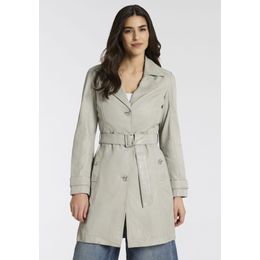 Trenchcoat Mauritius "MWLeoniz", Damen, Gr. XXL (44), silber grau, Obermaterial: 100% Schafsleder. Futter: 100% Polyester. &Auml;rmelfutter: 100% Polyester, unifarben, regular fit Po-bedeckend, M&auml;ntel Trenchcoat, aus Echtleder, mit Tailleng&uuml;rtel