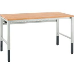 Sch&auml;fer Shop Sch&auml;fer Shop Pure Arbeitstisch AST31, manuell h&ouml;henverstellbar, Multiplex-Platte, 4-Fu&szlig;, bis 500 kg, B 1500 x T 800 x H 805-1035 mm, lichtgrau/Buche