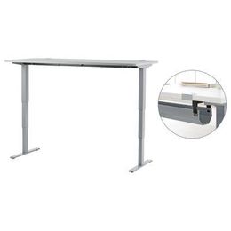 Sch&auml;fer Shop Sch&auml;fer Shop Genius Schreibtisch Aero Flex, elektrisch h&ouml;henverstellbar, B 1600 x T 800 x H 620-1280 mm, lichtgrau/wei&szlig;alu + Kabelkanal