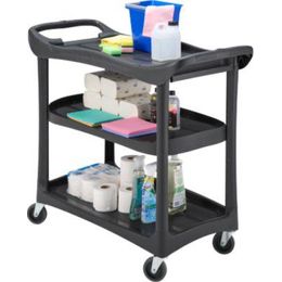 Sch&auml;fer Shop Reinigungswagen Pure 3 Etagen, Servicewagen f&uuml;r B&uuml;ro/Hotel/Pflege, hygienische Fl&auml;chen, leicht zu reinigen, leiser Lauf