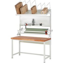 Rau Packtischsystem 05 Werkbank-Serie 8000, B 2000 x T 900 x H 840-1040 mm, Buche-Massivholzplatte, bis 1250 kg