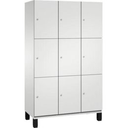 C+P Schlie&szlig;fachschrank Cambio, 3 Abteile, 9 F&auml;cher, auf F&uuml;&szlig;en, B 1200 x T 525 x H 1980 mm, lichtgrau