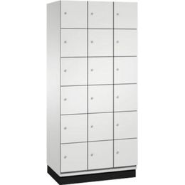 C+P Schlie&szlig;fachschrank Cambio, 3 Abteile, 18 F&auml;cher, mit Sockel, B 900 x T 525 x H 1980 mm, lichtgrau