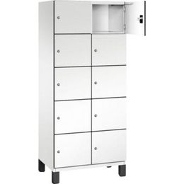 C+P Schlie&szlig;fachschrank Cambio, 2 Abteile, 10 F&auml;cher, auf F&uuml;&szlig;en, B 800 x T 525 x H 1980 mm, verkehrswei&szlig;/wei&szlig;
