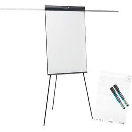Flipchart Legamaster Sketch Pro, magnetische Tafel, h&ouml;henverstellbar, 2 Seitenarme, Dreibein-Fu&szlig;, inkl. Starterset, B 680 x H 1050 mm, schwarz-wei&szlig;