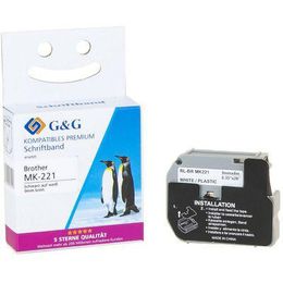 G&G Schriftband G&G, kompatibel zu Brother M-K221BZ, schwarz auf wei&szlig;, selbstklebend, Kunststoff, L 8 m x B 9 mm, 1 St&uuml;ck