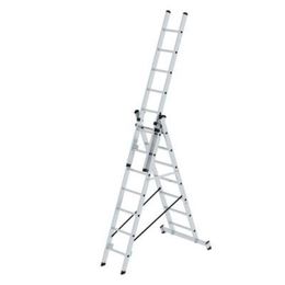 Munk Mehrzweckleiter, 3-teilig, nivello&reg;-Traversen, stabil & langlebig, 3x7 Sprossen