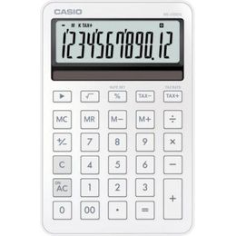 Casio Tischrechner MS-200DQ, 12 Stellen, LC-Display, Steuerberechnung, Gewinnermittlung, Batterie-/Solarbetrieb, B 101 x H 154,5 mm, wei&szlig;