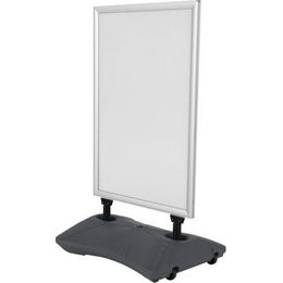WindPro&reg; GO Kundenstopper silber, doppelseitig, 33 mm, 19‑L Fu&szlig;, Stahlfedern, PET, 572&times;819 mm