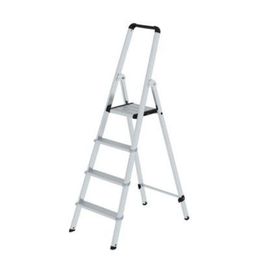 Munk Stufen-Stehleiter, Aluminium, 80 mm Stufen, max. 150 kg, rutschsicher, konische F&uuml;hrung, 235 mm Stufenabstand, 70&deg; Neigung, 4 Stufen