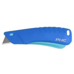 PHC Sicherheitsmesser Rebel&trade;, f&uuml;r Links-/Rechtsh&auml;nder, Auto-Klingenr&uuml;ckzug, Klinge wechselbar, Umh&auml;nge&ouml;se, Kunststoff, blau
