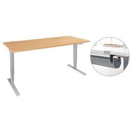 Sch&auml;fer Shop Sch&auml;fer Shop Genius Schreibtisch Aero Flex, elektrisch h&ouml;henverstellbar, B 1600 x T 800 x H 620-1280 mm, Buche/wei&szlig;alu + Kabelkanal