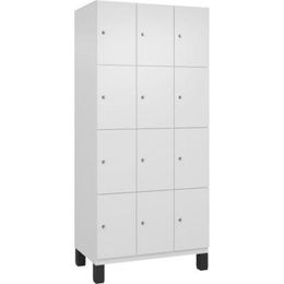 C+P Schlie&szlig;fachschrank Cambio, 3 Abteile, 12 F&auml;cher, auf F&uuml;&szlig;en, B 900 x T 525 x H 1980 mm, verkehrswei&szlig;