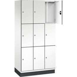 C+P Schlie&szlig;fachschrank Cambio, 3 Abteile, 9 F&auml;cher, mit Sockel, B 900 x T 525 x H 1980 mm, verkehrswei&szlig;/wei&szlig;