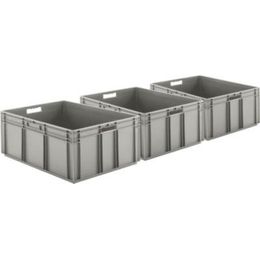 Sch&auml;fer Shop Euro Box SSI Sch&auml;fer EF 8320, Inhalt 122 L, geschlossene W&auml;nde, Durchfassgriff, Polypropylen, grau, 3 St&uuml;ck