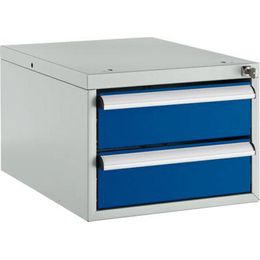 Sch&auml;fer Shop Sch&auml;fer Shop Pure Schubladenblock 411, f&uuml;r Arbeitstische AST31, links/rechts montierbar, 2 Sch&uuml;be, abschlie&szlig;bar, bis 50 kg, Stahl, lichtgrau/enzianblau