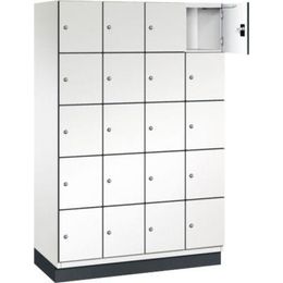 C+P Schlie&szlig;fachschrank Cambio, 4 Abteile, 20 F&auml;cher, mit Sockel, B 1200 x T 525 x H 1980 mm, verkehrswei&szlig;/wei&szlig;