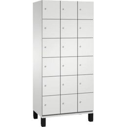 C+P Schlie&szlig;fachschrank Cambio, 3 Abteile, 18 F&auml;cher, auf F&uuml;&szlig;en, B 900 x T 525 x H 1980 mm, lichtgrau