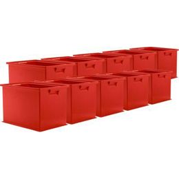 Sch&auml;fer Shop Stapelkasten SSI Sch&auml;fer 14/6-2Z, Volumen 33 l, bis 30 kg, mit Griffmulde, L 465 x B 314 x H 298 mm, Polypropylen, rot, 10 St&uuml;ck