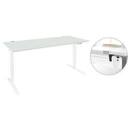 Sch&auml;fer Shop Sch&auml;fer Shop Genius Schreibtisch Aero Flex, elektrisch h&ouml;henverstellbar, B 1600 x T 800 x H 620-1280 mm, lichtgrau/wei&szlig; + Kabelkanal