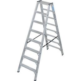 Krause STABILO Stufen-Doppelleiter 2x8, 225 kg, 80 mm D-Stufen, beidseitig begehbar, Alu-Gelenke, SafetyCap