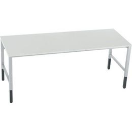 Sch&auml;fer Shop Sch&auml;fer Shop Pure Arbeitstisch AST31, manuell h&ouml;henverstellbar, Melaminplatte, 4-Fu&szlig;, bis 500 kg, B 2000 x T 800 x H 800-1030 mm, wei&szlig;aluminium/lichtgrau