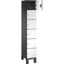 C+P Schlie&szlig;fachschrank Cambio, 1 Abteil, 6 F&auml;cher, auf F&uuml;&szlig;en, B 300 x T 525 x H 1980 mm, schwarzgrau/wei&szlig;