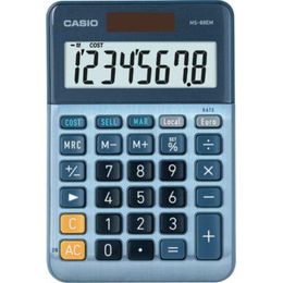 Casio Tischrechner MS-88EM, 8 Stellen, LC-Display, Steuerberechnung, mit Abdeckung, Batterie-/Solarbetrieb, B 101 x H 149 mm, dunkelblau
