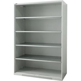 Sch&auml;fer Shop Sch&auml;fer Shop Genius Regalschrank FS, Stahl, mit Bel&uuml;ftungsl&ouml;chern, B 1343 x T 620 x H 1950 mm, 5 OH, Lichtgrau, bis 750 kg