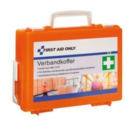 Erste-Hilfe-Koffer FIRST AID ONLY, mit 100-teiligem Inhalt gem&auml;&szlig; DIN 13157, Tragegriff, Wandhalterung, B 267 x T 90 x H 211 mm Kunststoff, orange