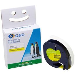 G&G Schriftband G&G, kompatibel zu Dymo 91222/S0721670, schwarz auf gelb, selbstklebend, Kunststoff, L 4 m x B 12 mm, 1 St&uuml;ck