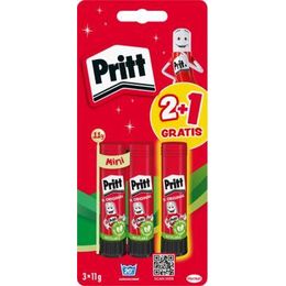 Staedtler Pritt Klebestift, ohne L&ouml;sungsmittel, auswaschbar, mit Verschlusskappe, Recycling-Kunststoff, 3er-Set mit jeweils 11 g