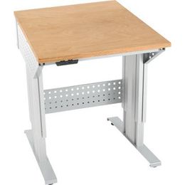 Sch&auml;fer Shop Sch&auml;fer Shop Pure Arbeitstisch AST31, elektrisch h&ouml;henverstellbar, Multiplex-Platte, T-Fu&szlig;, bis 400 kg, B 750 x T 800 x H 730-1155 mm, wei&szlig;aluminium/Buche