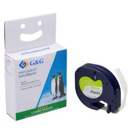 G&G Schriftband G&G, kompatibel zu Dymo S0721660/91221, schwarz auf wei&szlig;, selbstklebend, Kunststoff, L 4 m x B 12 mm, 1 St&uuml;ck
