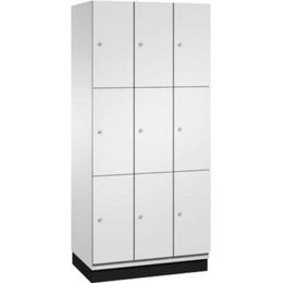 C+P Schlie&szlig;fachschrank Cambio, 3 Abteile, 9 F&auml;cher, mit Sockel, B 900 x T 525 x H 1980 mm, lichtgrau
