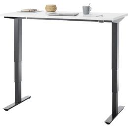 Schreibtisch, elektrisch h&ouml;henverstellbar, T-Fu&szlig; ohne Traverse, B 1300 x T 650 x H 605&ndash;1265 mm, wei&szlig;/schwarz