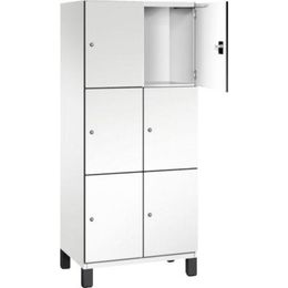 C+P Schlie&szlig;fachschrank Cambio, 2 Abteile, 6 F&auml;cher, auf F&uuml;&szlig;en, B 800 x T 525 x H 1980 mm, verkehrswei&szlig;/wei&szlig;