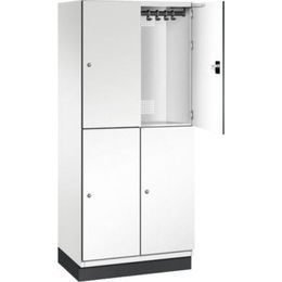 C+P Doppelst&ouml;ckiger Spind Cambio, 2 Abteile, 4 F&auml;cher, mit Sockel, B 800 x T 525 x H 1980 mm, verkehrswei&szlig;/wei&szlig;