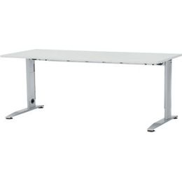 Sch&auml;fer Shop Sch&auml;fer Shop Select Schreibtisch LOGIN, manuell h&ouml;heneinstellbar, C-Fu&szlig;, B 1800 x T 800 x H 660-820 mm, lichtgrau/wei&szlig;alu