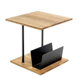 HAKU Beistelltisch SACRAMENTO 7, quadratisch, Stahlrohr pulverbeschichtet, Ablage Massivholz, ge&ouml;lt, B 450 x T 450 x H 450 mm, Eiche/Schwarz