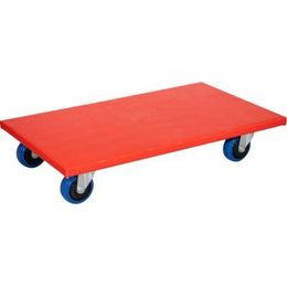 Transportroller Wagner MM 1693, bis 400 kg, Anti-Rutsch-Belag, Soft-R&auml;der, L 600 x B 350 mm, FSC&reg;-Multiplexplatte, rot