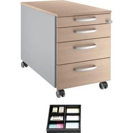 Sch&auml;fer Shop Sch&auml;fer Shop Select Rollcontainer 1233, Eiche/Wei&szlig;alu, inkl. Trennstegen f&uuml;r Schubladen
