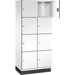 C+P Schlie&szlig;fachschrank Cambio, 2 Abteile, 8 F&auml;cher, mit Sockel, B 800 x T 525 x H 1980 mm, verkehrswei&szlig;/wei&szlig;