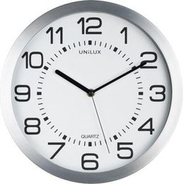 Unilux MOON Wanduhr metallgrau, 30 cm, beleuchtetes Ziffernblatt, Batterie- und Netzbetrieb
