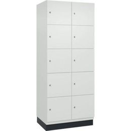 C+P Schlie&szlig;fachschrank Cambio, 2 Abteile, 10 F&auml;cher, mit Sockel, B 800 x T 525 x H 1980 mm, verkehrswei&szlig;