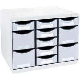 Exacompta Store-Box Multi Black Office Wei&szlig;/Harlekin, 11 offene Schubladen (7 flach/4 hoch), leise, 25 Jahre Garantie