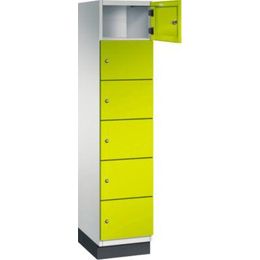C+P Schlie&szlig;fachschrank Cambio, 1 Abteil, 6 F&auml;cher, mit Sockel, B 400 x T 525 x H 1980 mm, lichtgrau/clowngr&uuml;n