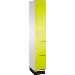C+P Schlie&szlig;fachschrank Cambio, 1 Abteil, 5 F&auml;cher, mit Sockel, B 300 x T 525 x H 1980 mm, lichtgrau/clowngr&uuml;n