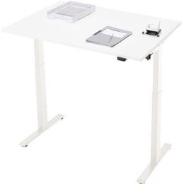 Schreibtisch, elektrisch h&ouml;henverstellbar, Rechteck, T-Fu&szlig;, B 1200 x T 800 x H 720-1200 mm, wei&szlig;/wei&szlig;